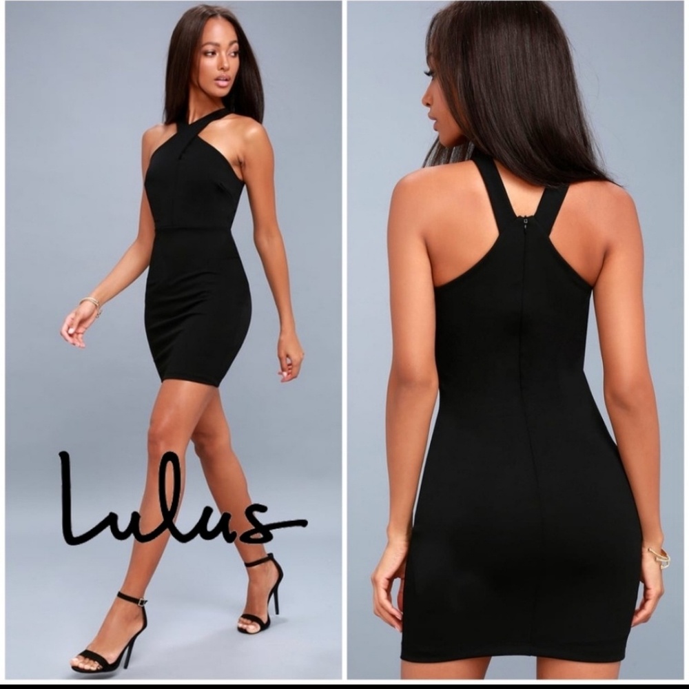 Lulu's Little Black Halter Dress Small - Gem